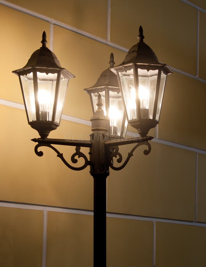 Vintage lamp post stock photo. Image of post, night, wall - 28554728