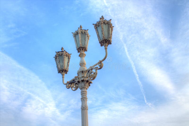 Vintage Lamp Post with Blue Sky Stock Photo - Image of vintage ...