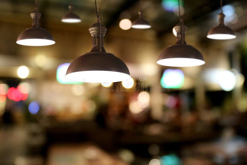 Vintage Lamps in a Restaurant. Stock Photo - Image of cafeteria, lights ...