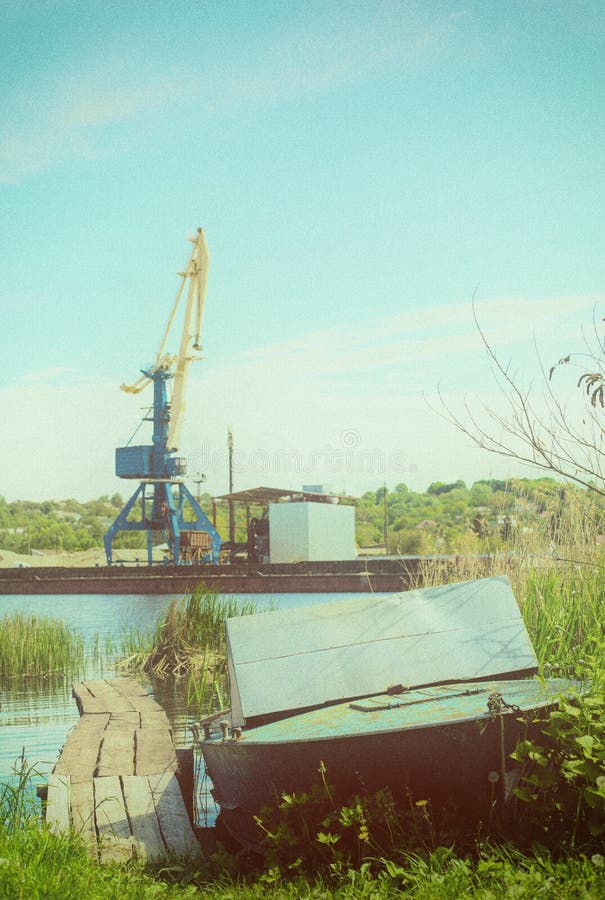Vintage Landscape of Rzhichev River Port Stock Photo - Image of green ...
