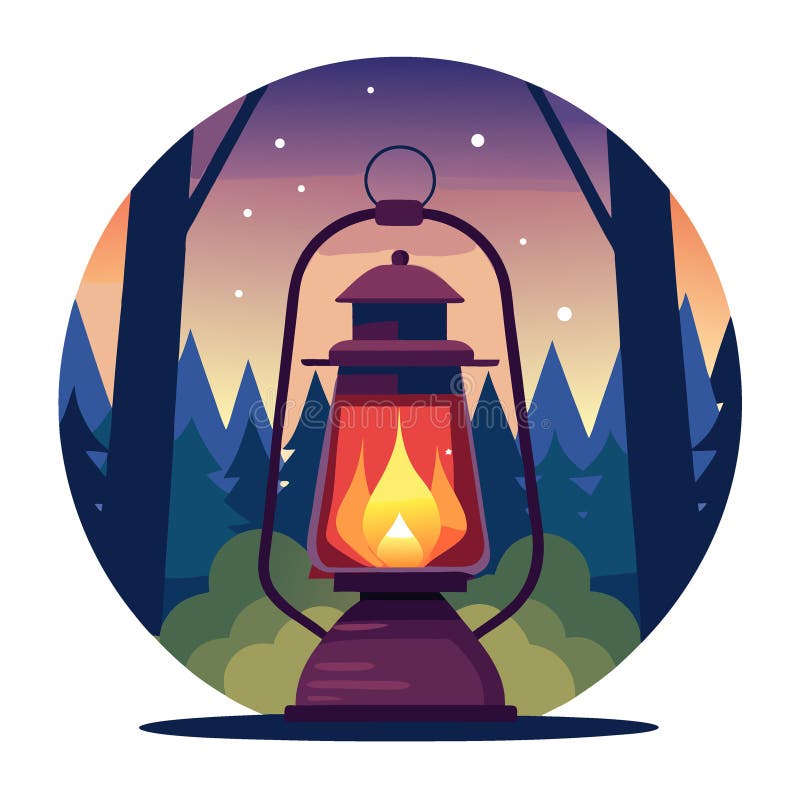 A Vintage Lantern Casts a Warm Light in a Forest Gathering As String ...