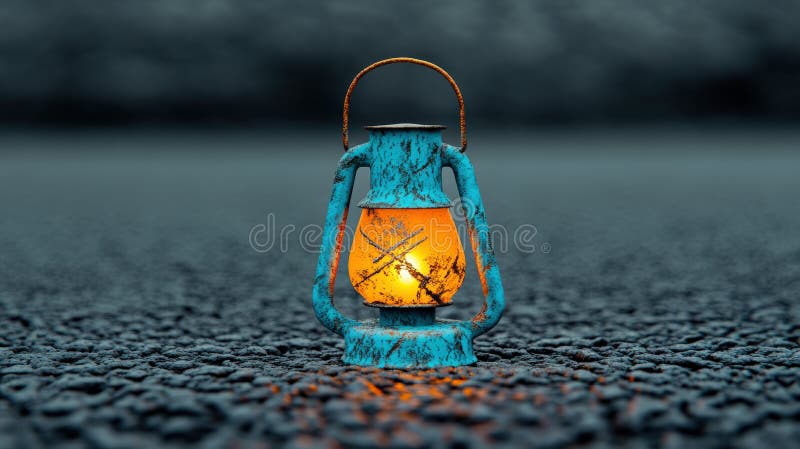 Vintage Lantern with a Glowing Light on a Textured Surface Stock ...
