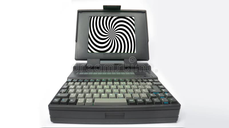 Vintage Laptop with Hypnotic Screen Saver Stock Footage - Video of ...