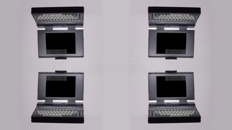 Vintage Laptop Spinning with Glitch Stock Video - Video of hacking ...