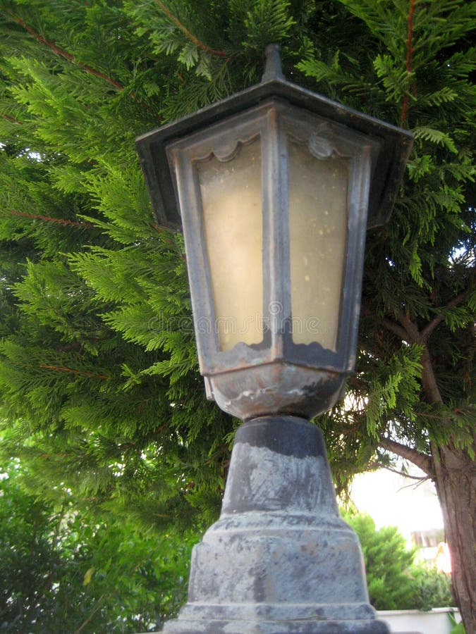Vintage Latern in the Garden Stock Image - Image of tree, backyard ...