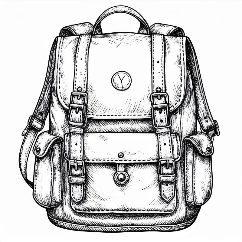 Vintage Leather Backpack Illustration Stock Illustration - Illustration ...