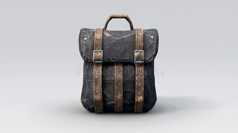 Vintage Leather Backpack with Worn Design Isolated on a White ...