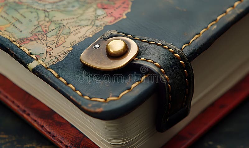 Vintage Leather Journal Detail Stock Illustration - Illustration of clasp, brass: 376277968