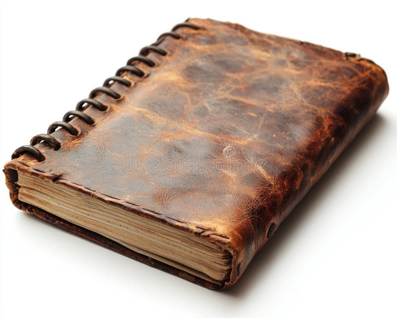 Aged Leather Bound Journal on White Background Stock Illustration - Illustration of ledger ...