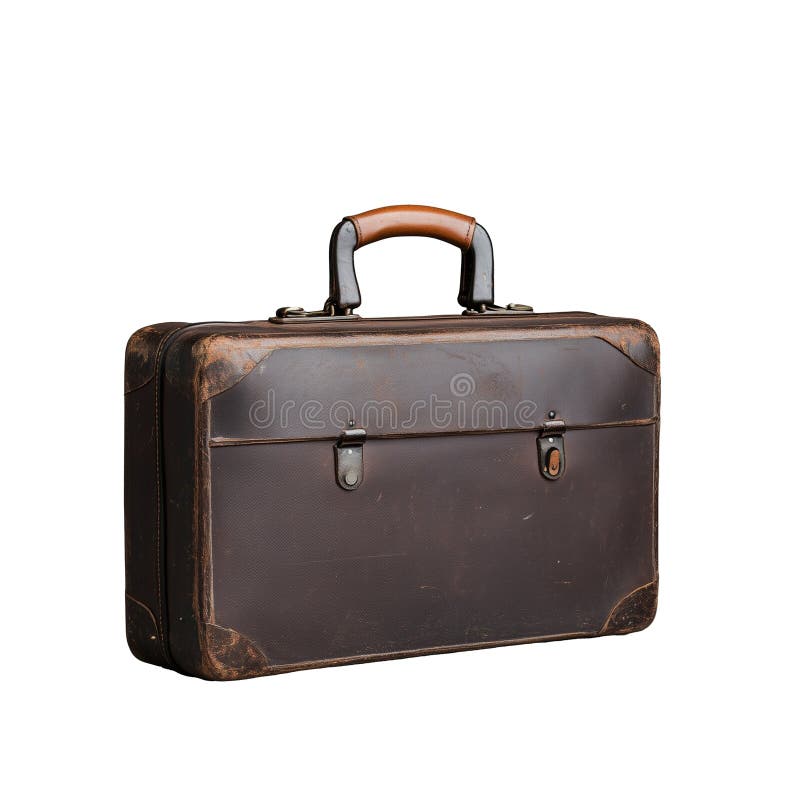 Vintage Leather Briefcase with Sturdy Handle and Worn Edges on ...