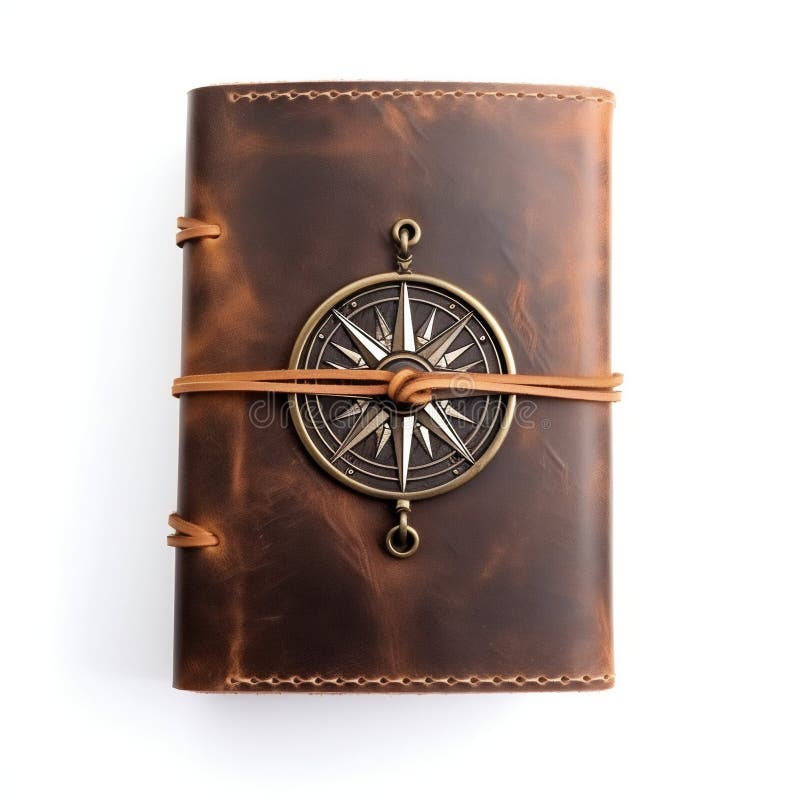 Vintage Leather Notebook with Compass Emblem. Generative Ai Stock ...