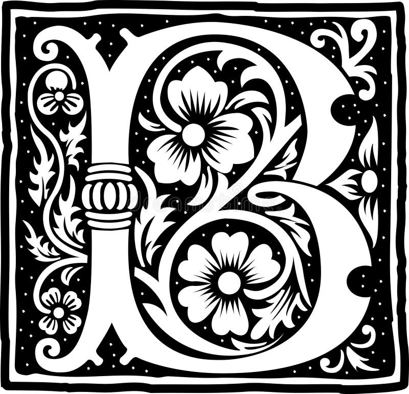 Vintage Letter B in Monochrome Stock Vector - Illustration of history ...