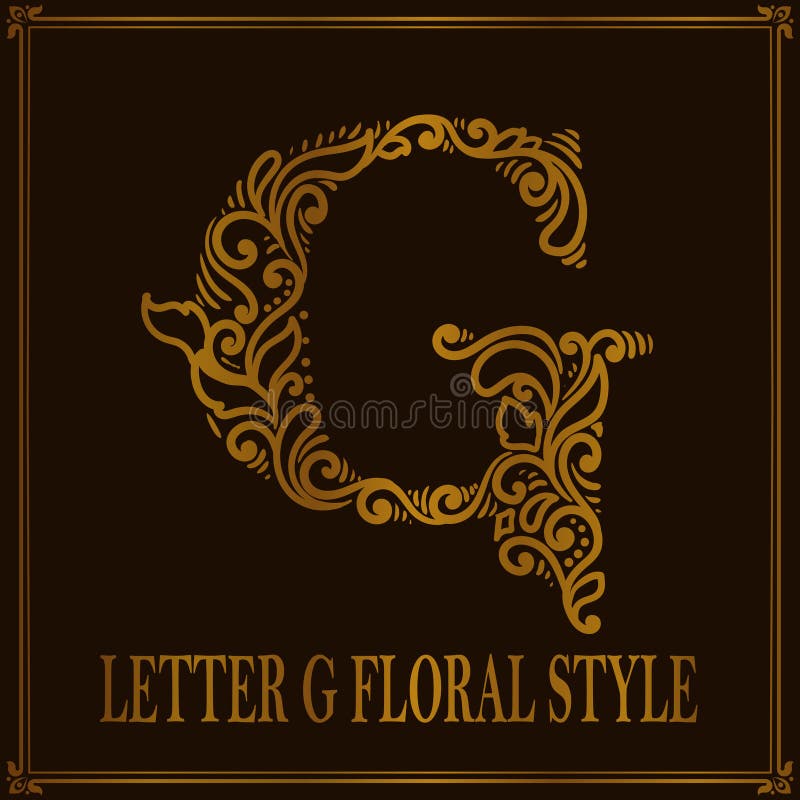 Vintage Letter G Floral Pattern Style Stock Vector - Illustration of ...