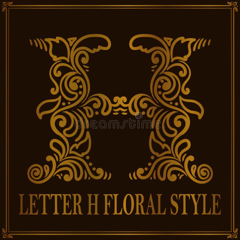 Vintage Letter H Floral Pattern Style Stock Vector - Illustration of ...