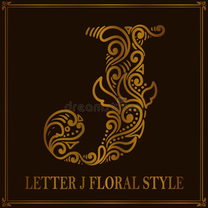 Vintage Letter J Floral Pattern Style Stock Vector - Illustration of ...