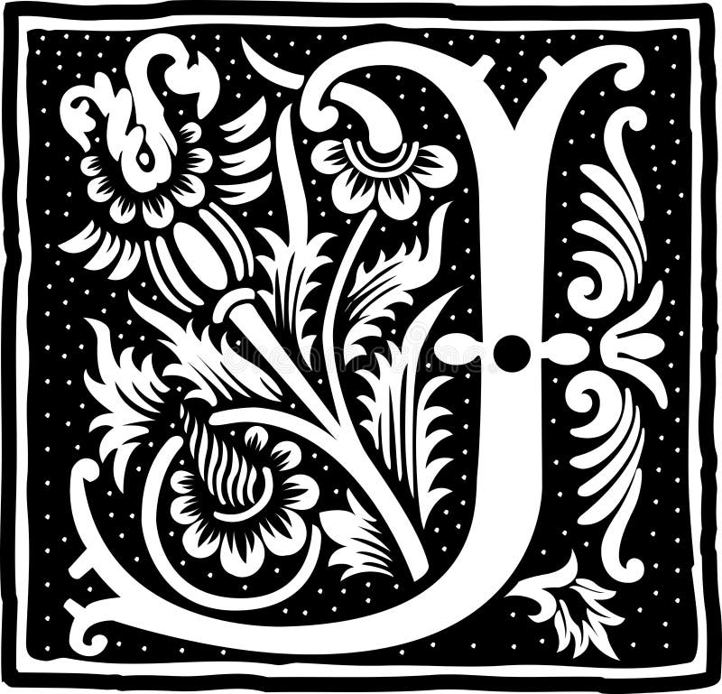 Vintage Letter J in Monochrome Stock Vector - Illustration of english ...
