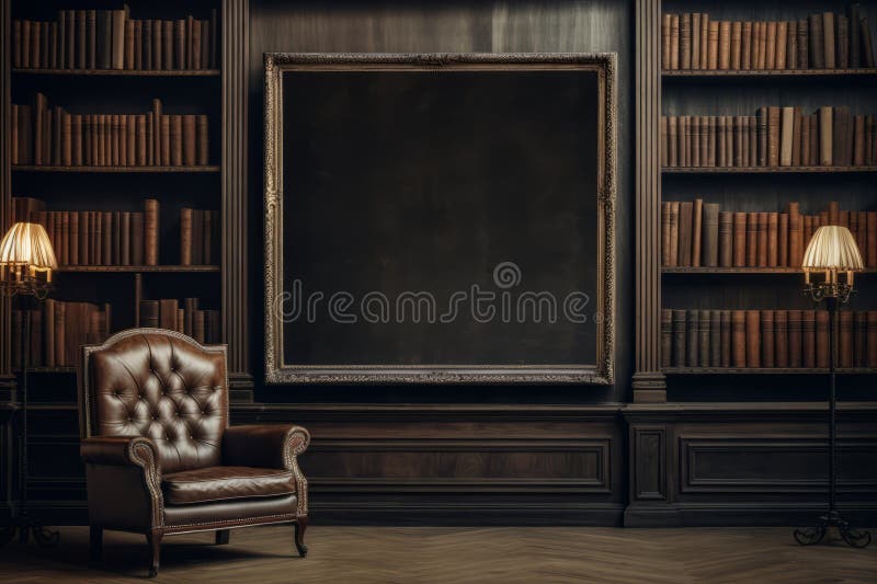 Vintage Library Frame Mock-up Stock Illustration - Illustration of ...