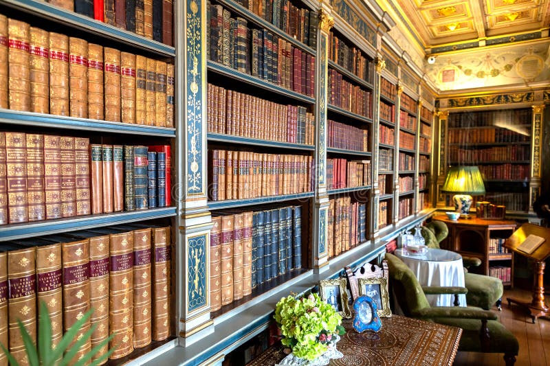 Vintage Library and Interior of Warwick Castle - is a Medieval Castle ...