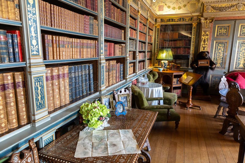 Vintage Library and Interior of Warwick Castle - is a Medieval Castle ...