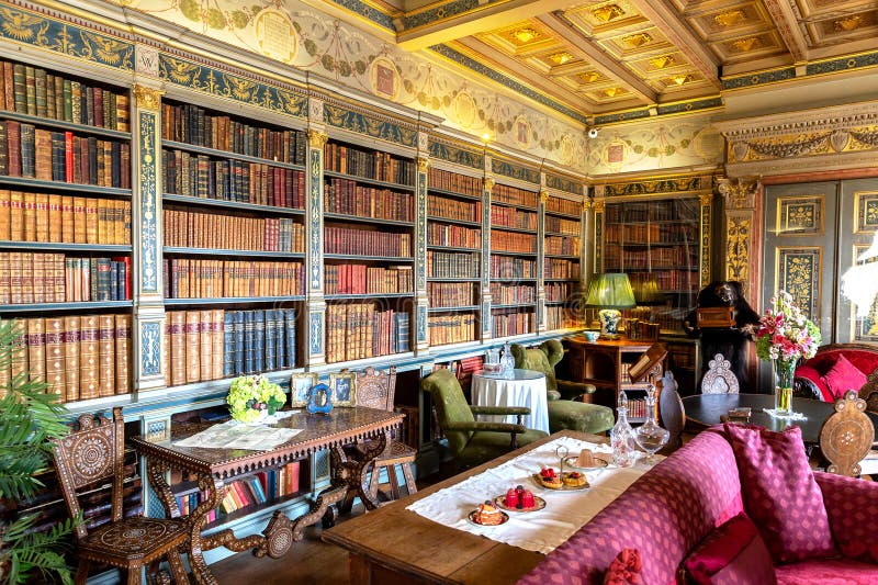 Vintage Library Interior Warwick Castle Medieval Uk Stock Photos - Free ...