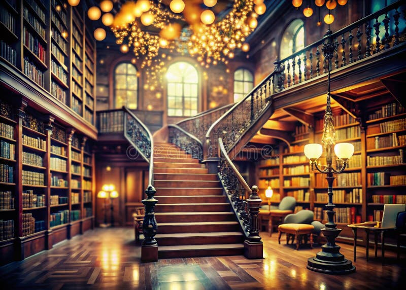 Vintage Library Staircase an Abstract Interior Design Inspiration with ...
