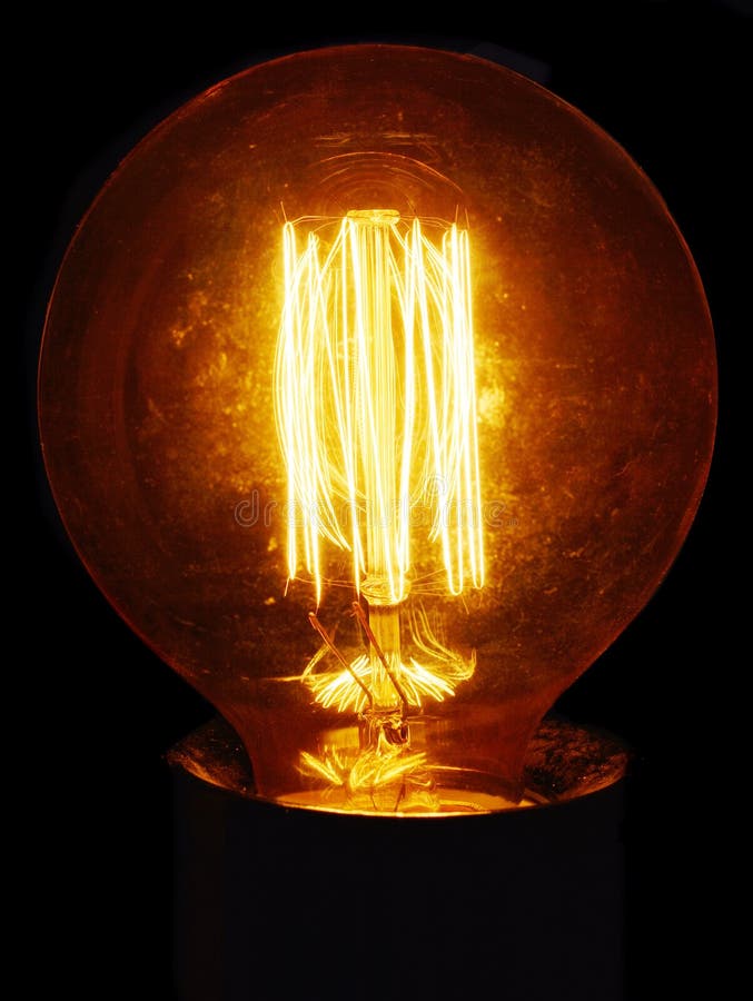 Vintage Retro Old Light Bulb Stock Image - Image of tungsten, bright ...