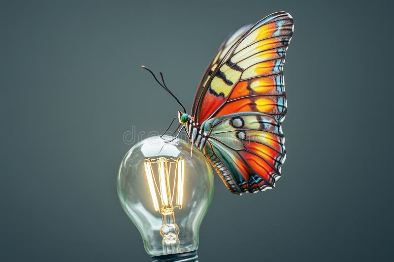 Vintage Light Bulb with Butterfly Ai Photo Stock Illustration ...