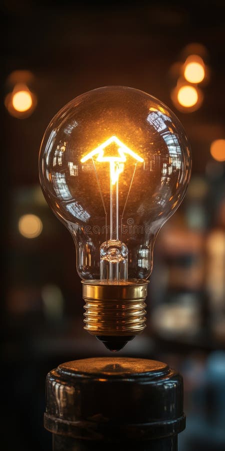 Vintage Light Bulb with Upward Arrow Symbolizing High Power Consumption ...