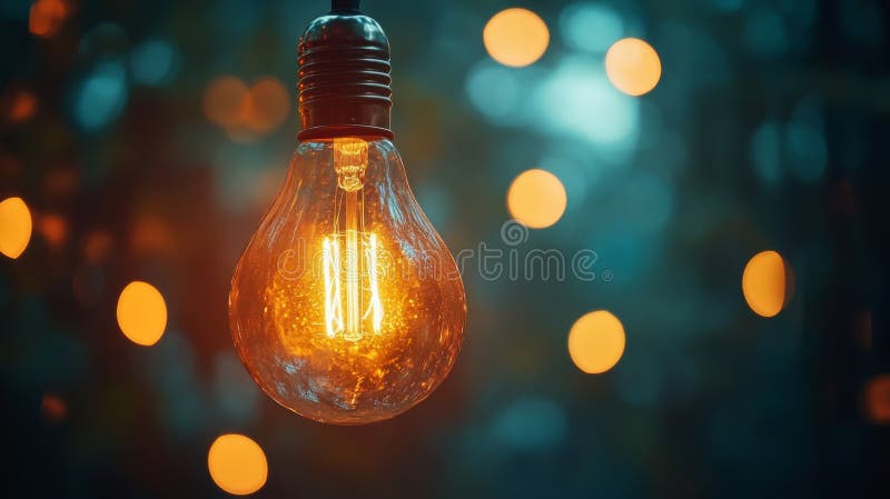 Vintage Light Bulb in Warm Glow Stock Illustration - Illustration of ...