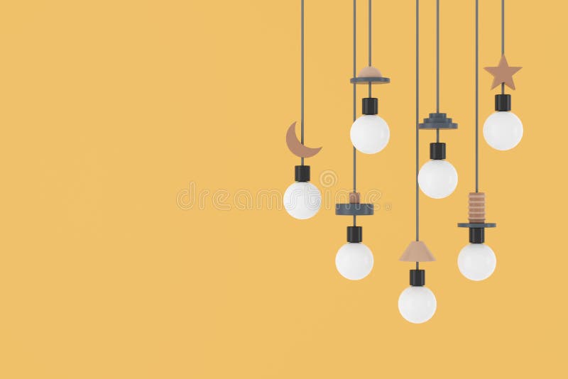 Vintage Light Bulbs Background Design. 3D Rendering Stock Illustration ...