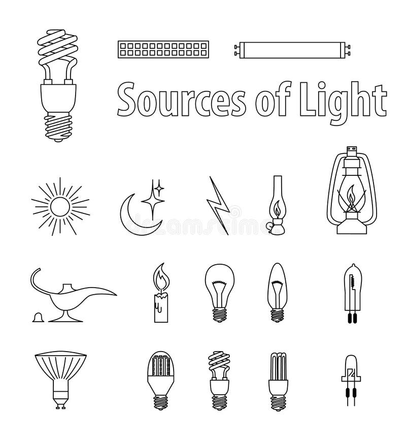 Vintage Light Bulbs. Vector Illustration. Source of Light. Stock Vector ...