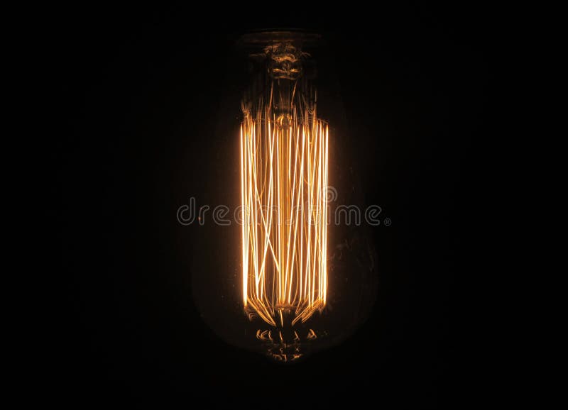 Vintage Light Bulp in the Dark Stock Image - Image of filament, vintage ...