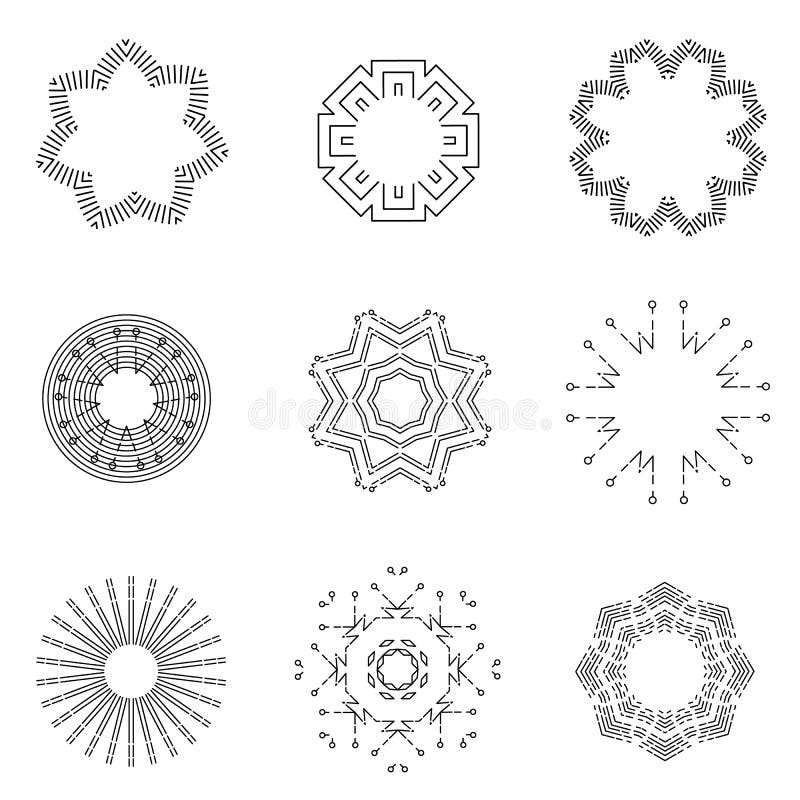 Vintage Light Rays Icons Set Vector Illustration Stock Vector ...