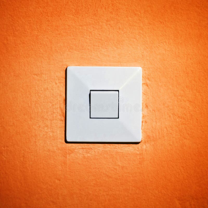 Vintage Light Switch on Orange Wall Stock Image - Image of household ...