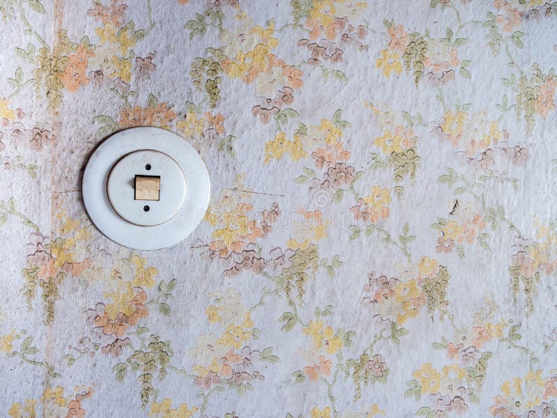 Vintage Light Switch with Retro Wallpaper Stock Image - Image of light ...