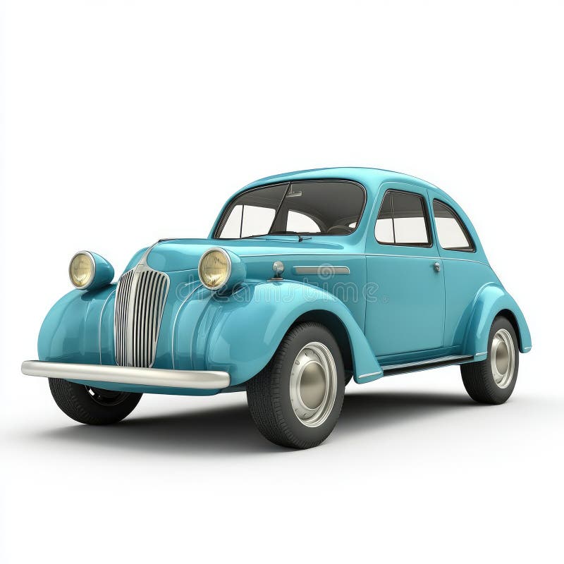 Elegant Teal Vintage Car, Classic Automobile Design Stock Illustration ...