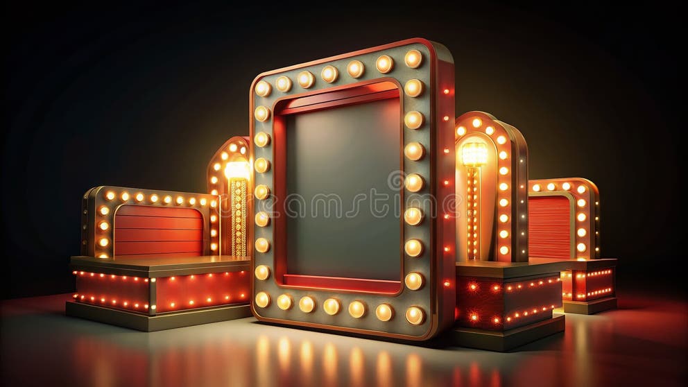 Bulbs Red Marquee Signs Stock Illustrations – 101 Bulbs Red Marquee ...