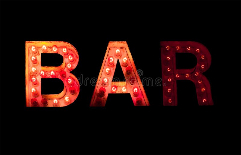 Vintage lightbulb bar sign stock photo. Image of simple - 60352682