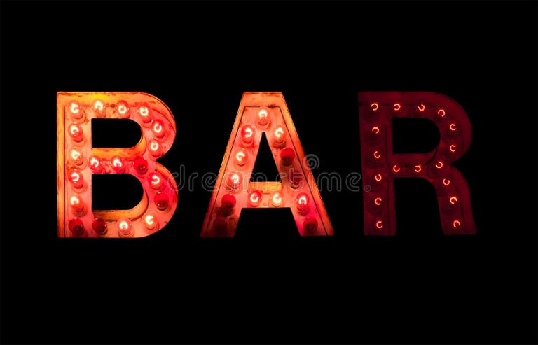 Vintage lightbulb bar sign stock photo. Image of simple - 60352682