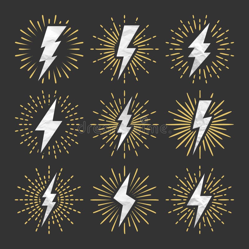 Lightning Bolt, Crumpled Paper Texture, Cardboard. Flash Symbol ...