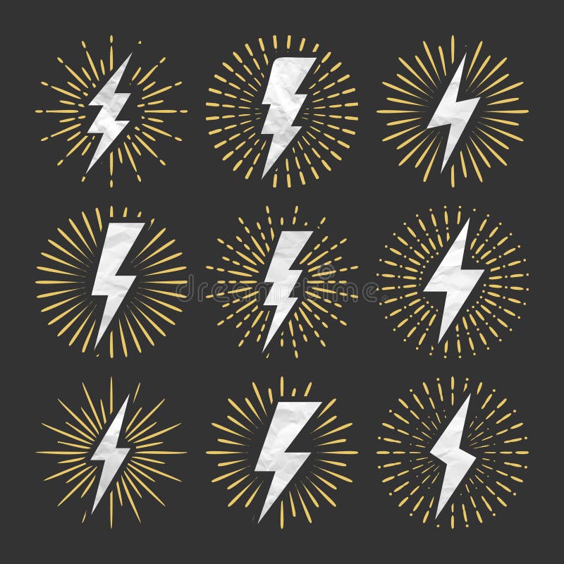 Lightning Bolt, Crumpled Paper Texture, Cardboard. Flash Symbol ...