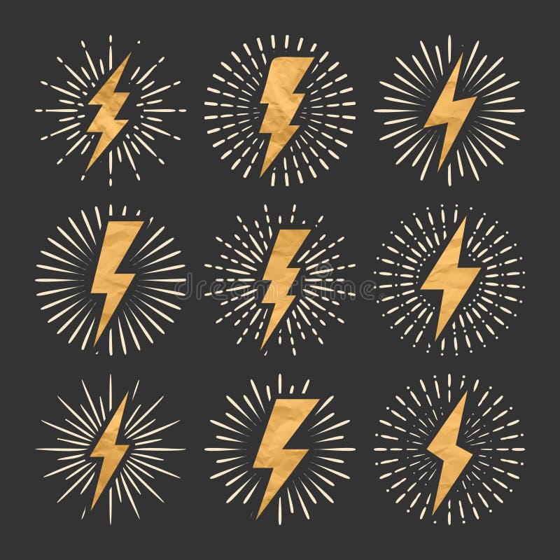 Lightning Bolt, Crumpled Paper Texture, Cardboard. Flash Symbol ...