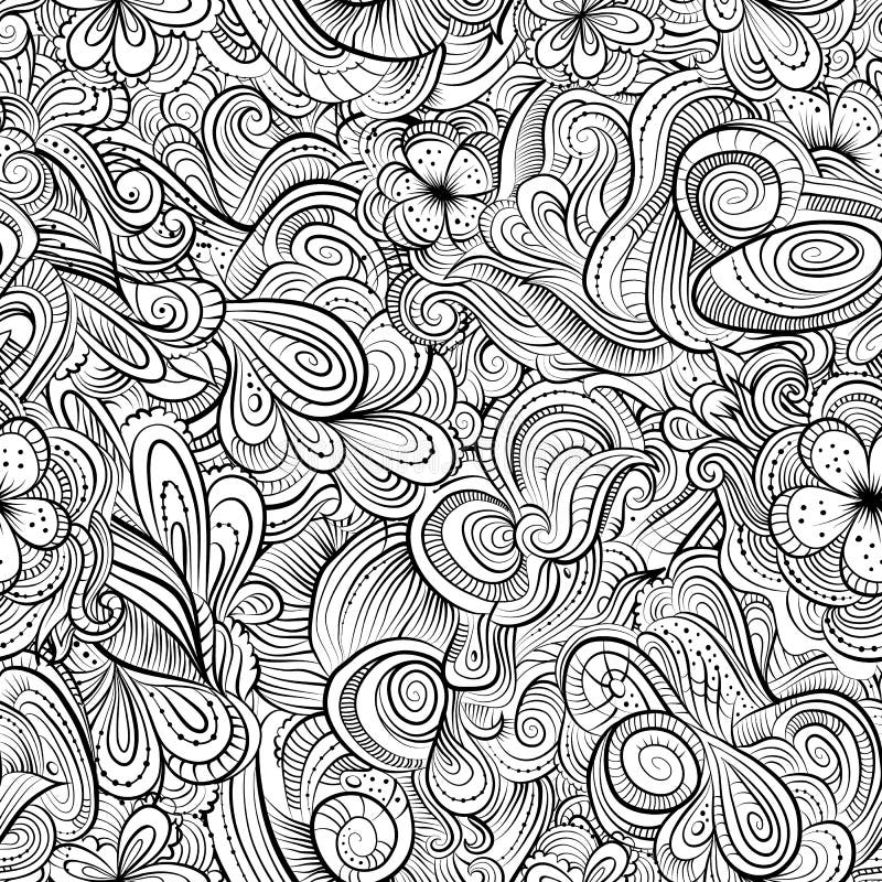 Vintage Line Art Abstract Nature Ornamental Seamless Pattern Stock ...