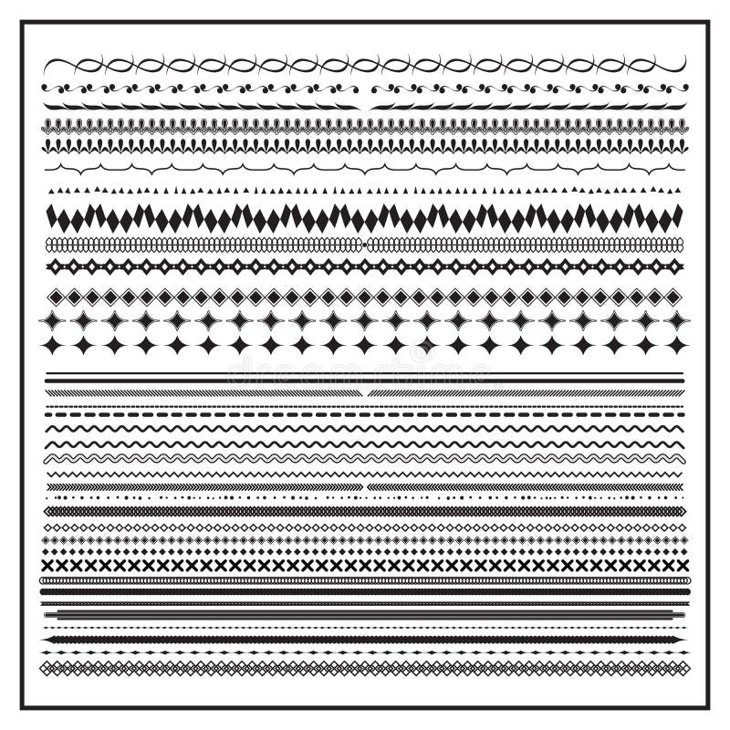 Vintage Line Border Set and Design Element Stock Vector - Illustration ...