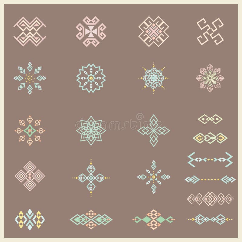 Vintage Line and Decor Element in .Arabic Geometric Shapes Elements Set ...