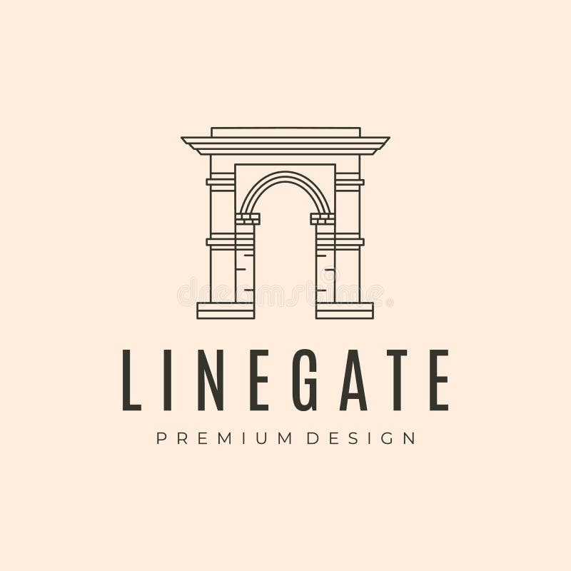 Vintage line gate art logo stock vector. Illustration of doorway ...