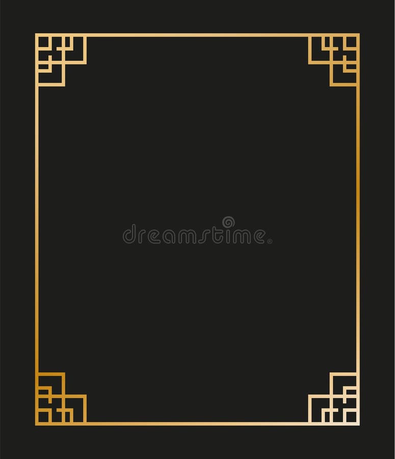 Vintage Linear Thin Line Geometric Shape Art Deco Retro Design Frame ...