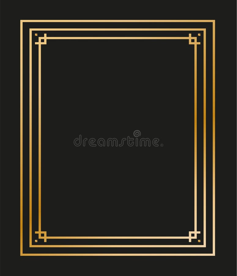 Vintage Linear Thin Line Geometric Shape Art Deco Retro Design Frame ...