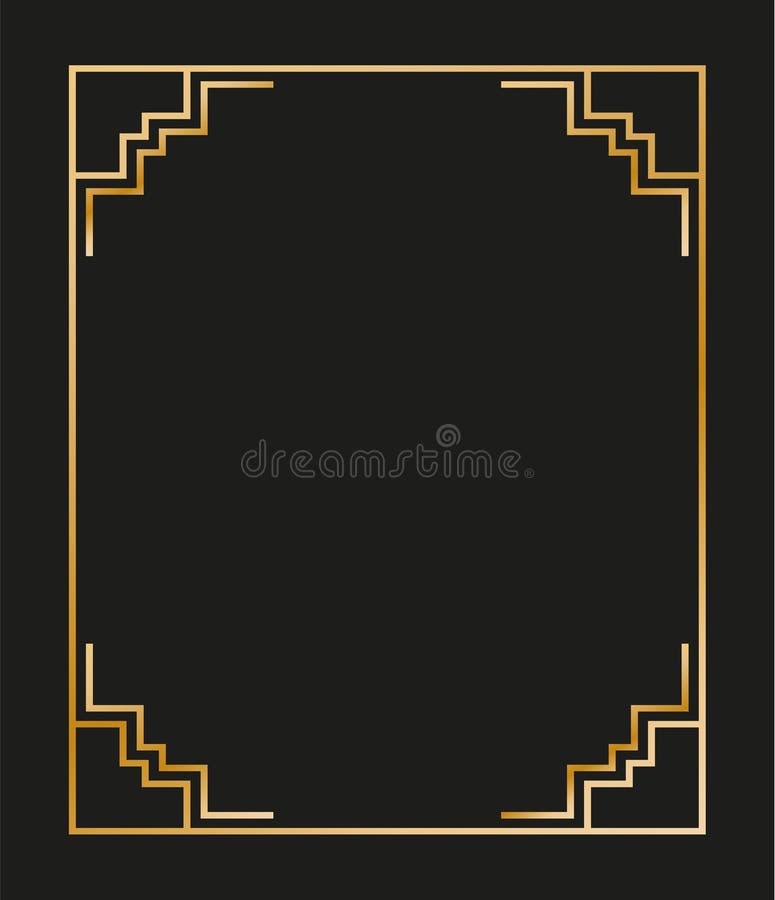 Vintage Linear Thin Line Geometric Shape Art Deco Retro Design Frame ...