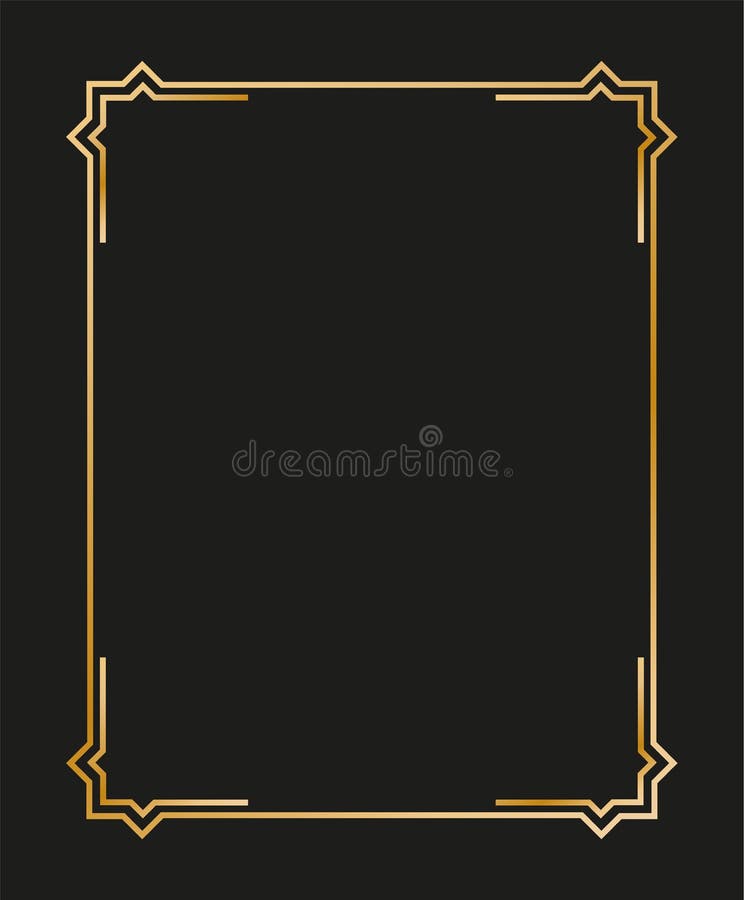 Vintage Linear Thin Line Geometric Shape Art Deco Retro Design Frame ...